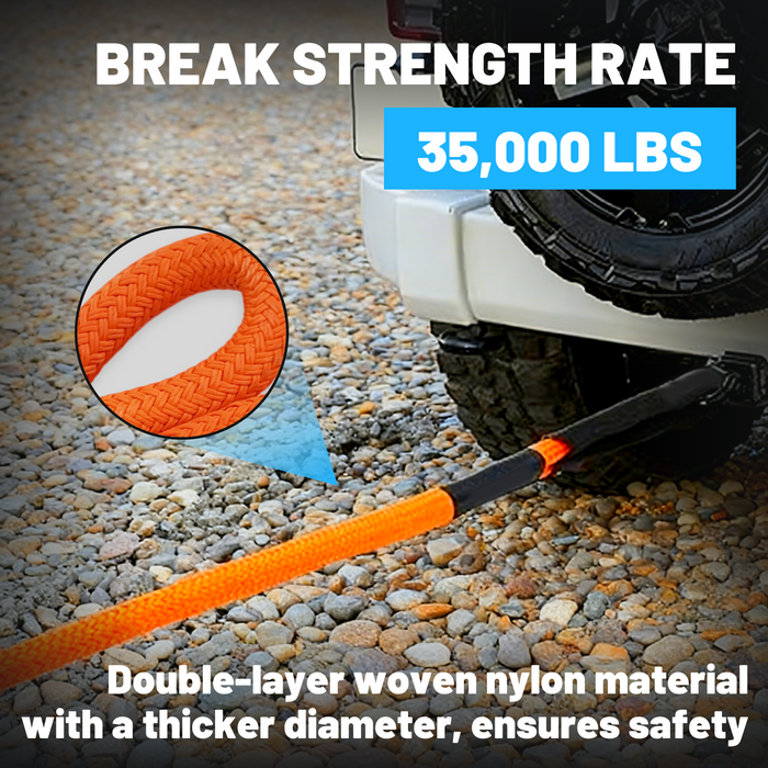 Seguler Kinetic Recovery Rope Kit 1" x 30ft 35,000 lbs Break Strength ...