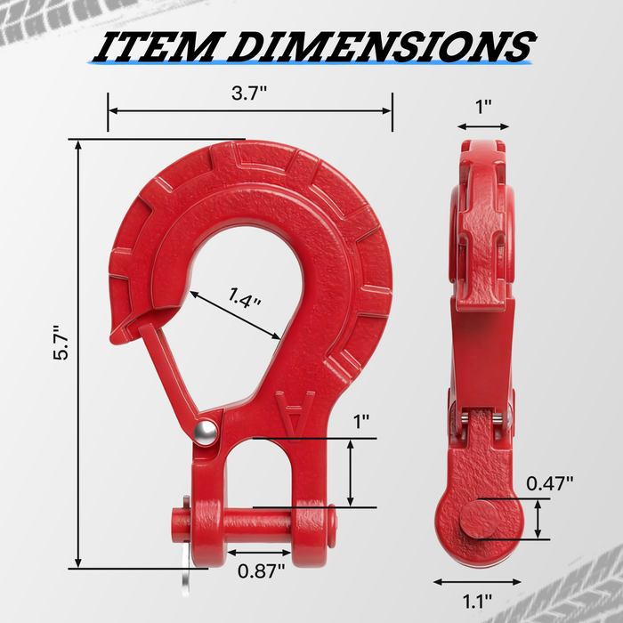 Seguler 3/8" Heavy Duty Forged Steel Winch Hook 33,000 lbs Max Strengt ...